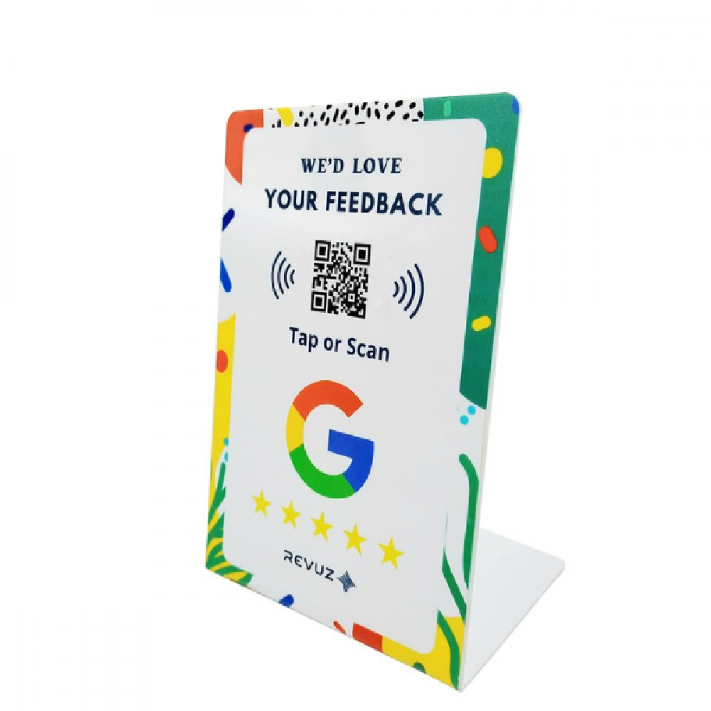REVUZ Google Review Standee with QR Code and NFC chip