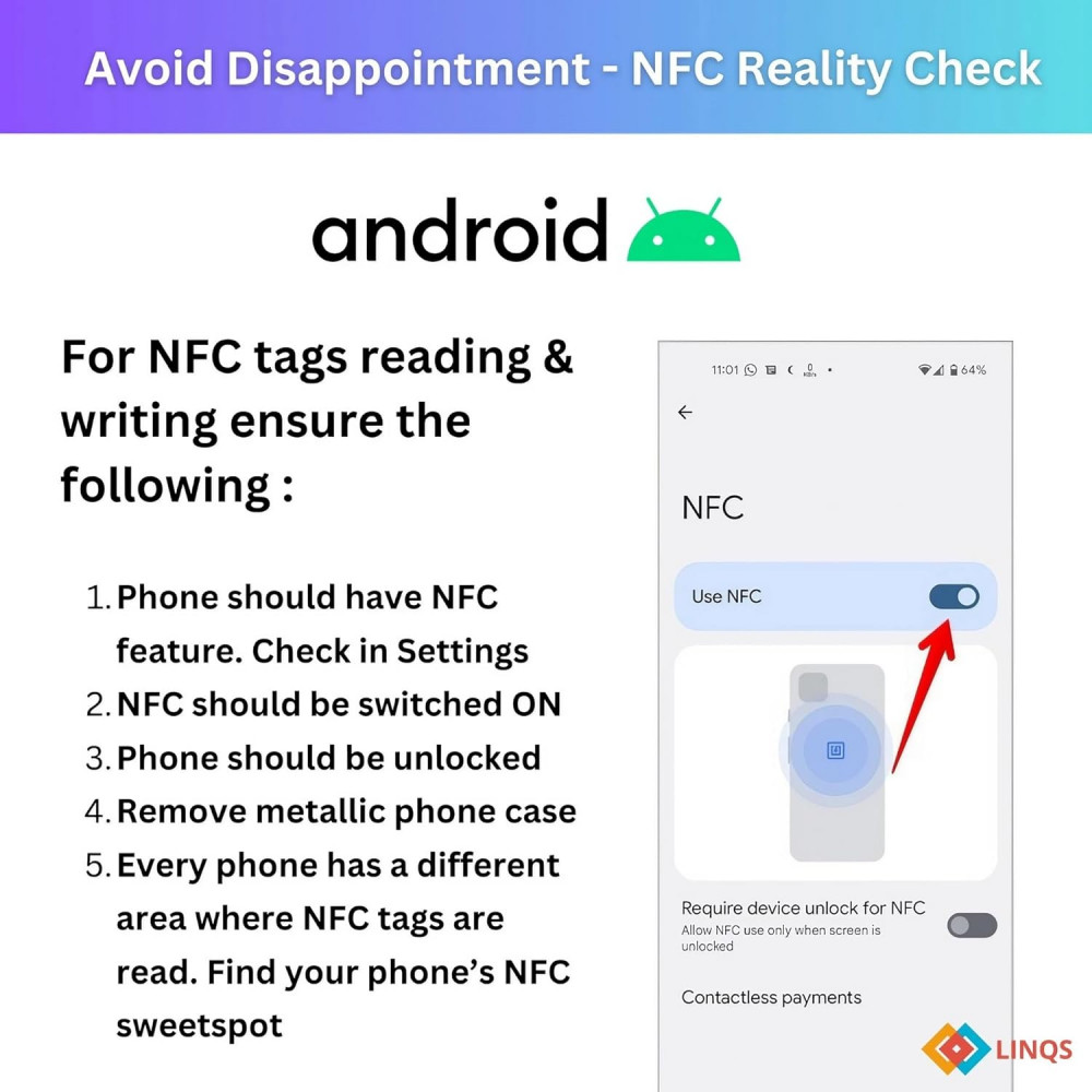 LINQS® Blank Printable NFC Card | NTAG213 Rewritable, CR80 Size ...